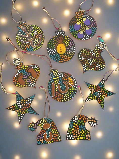 Jacinta Numina Assorted Hand Painted Christmas Decorations – Aboriginal ...