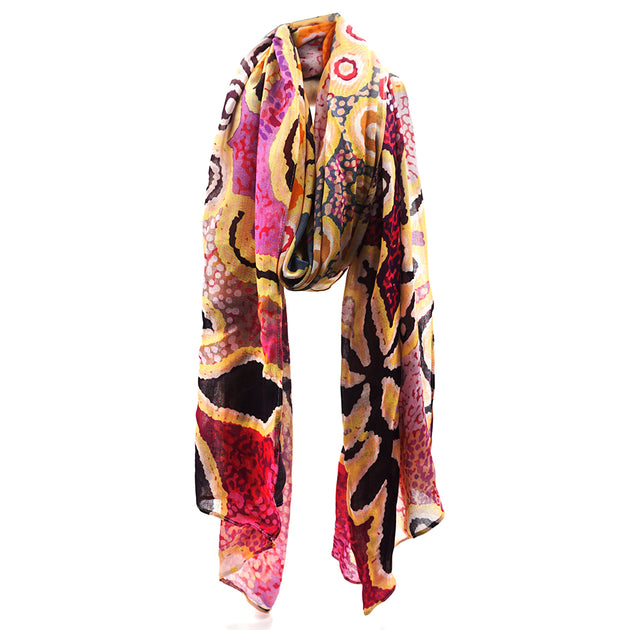 Summer Scarf featuring Yam and Bush Tomato Dreamings By Paddy Japaljar ...