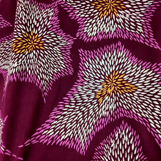 Ininti at Muruntji Fabric 2.9m – Purple, Cream and Orange on Wine (Ten ...