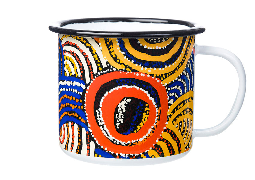 Enamel Mug featuring Multju by Nora Davidson – Aboriginal Bush Traders